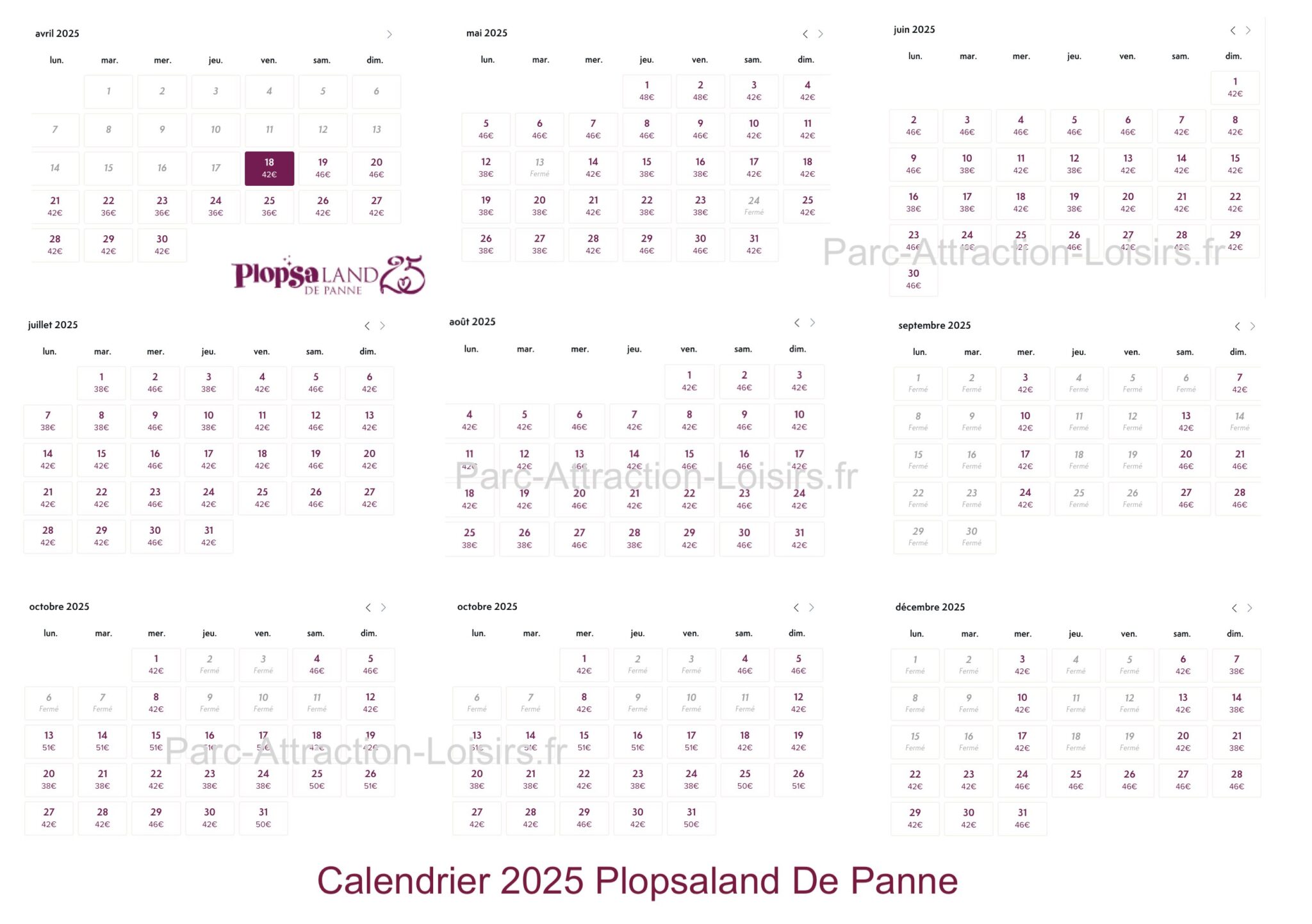Plopsaland de Panne 2025 Promo Tarif Billet Ouverture Accès